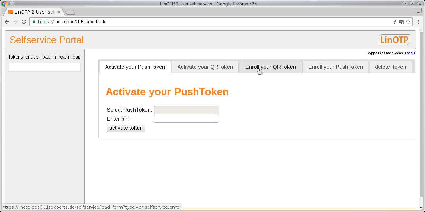 16.1. Managing token in self service — LinOTP 2.9.3.3 documentation