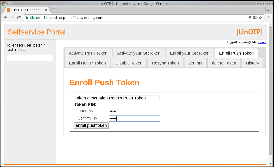 16.1. Managing token in self service — LinOTP 2.9.3.3 documentation