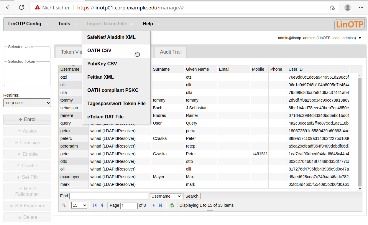 4.2. Quick Start Guide Appliance — LinOTP Documentation